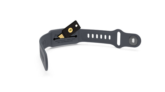 PocketBands PassBand Clear Silicone NFC Bracelet holds your YubiKey.